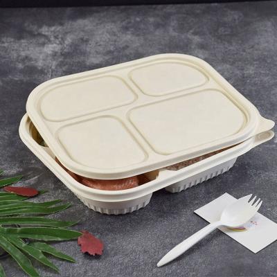 China 4 Compartment Disposable Corn Starch Tray Biodegradable Food Container for sale