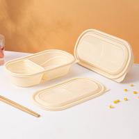 China 500ml natural 2-grid corn starch food storage container can carry a lunch box for sale