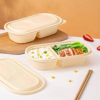 China 500ml natural 2-grid corn starch food storage container can carry a lunch box for sale