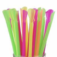 China Plastic Spoon Straws Disposable Stocked PLA Biodegradable Spoon Straw For Ice for sale