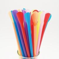 China Shave-ice Milk Shake Disposable PLA Straw With Spoon Multi-color PLA Spoon Straws Scoop Snow Cone Straws for sale