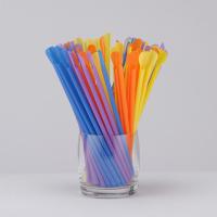 China Shave-ice Milk Shake Disposable PLA Straw With Spoon Multi-color PLA Spoon Straws Scoop Snow Cone Straws for sale