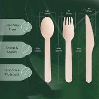 China Cutlery Set Biodegradable Wood Spoon Fork Knife Disposable Wooden Wrapped Cutlery For Party Wedding for sale