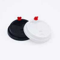 China Milk Tea Cup Cover Disposable Thickened Injection Lid PP Plastic Cup Lid With Red Heart for sale