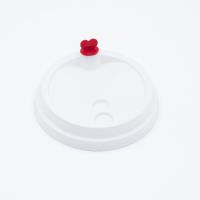China Milk Tea Cup Cover Disposable Thickened Injection Lid PP Plastic Cup Lid With Red Heart for sale