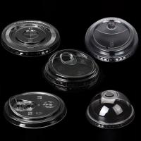 China Disposable Clear Transparent PET Plastic Flat Lid Plastic Cup Flat Lid for sale