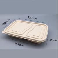 China 2 Position Biodegradable Disposable Corn Starch Lunch Box For Rice Vegetable 750ML for sale