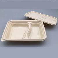 China 2 Position Biodegradable Disposable Corn Starch Lunch Box For Rice Vegetable 750ML for sale