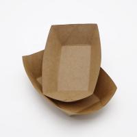 China Customized LOGO Printed Eco Friendly Brown Kraft Paper Tableware 100ml-1000ml Kraft Paper Boat Box for sale