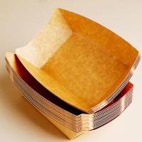 China Customized LOGO Printed Eco Friendly Brown Kraft Paper Tableware 100ml-1000ml Kraft Paper Boat Box for sale