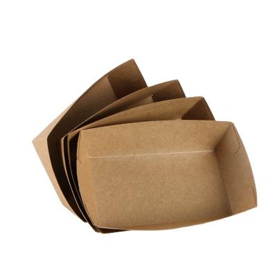 China Boat Shape Disposable Food Grade Paper Boxes Packaging Snack Fries Chicken Kraft Paper Boat Tray 4/6/10/13/23/32oz for sale