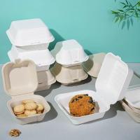 China Eco-friendly Pulp Burger Box Clamshell Tableware Set Bagasse Takeaway Box Biodegradable Food Packing Container for sale