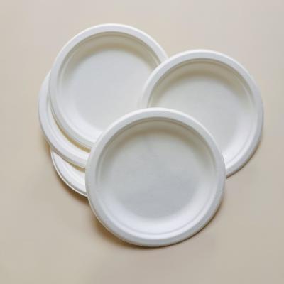 China 6 Inch Round Disposable Paper Plate Sugarcane Pulp Paper Party Plate Compostable 100% Biodegradable Bagasse Plates for sale