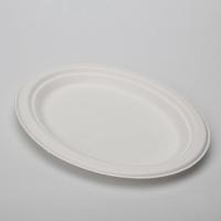 China PFAS Free Disposable Eco-friendly Sugarcane Bagasse Large Oval Pulp Plates for sale