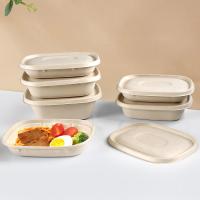 China Disposable Party Dinnerware Take Away Salad Box 850ml 1100ml 1300ml Sugarcane Bagasse Pulp Box Packaging for sale
