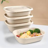 China Disposable Party Dinnerware Take Away Salad Box 850ml 1100ml 1300ml Sugarcane Bagasse Pulp Box Packaging for sale