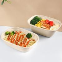 China Disposable Party Dinnerware Take Away Salad Box 850ml 1100ml 1300ml Sugarcane Bagasse Pulp Box Packaging for sale