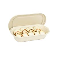 China Biodegradable Take Out Food Container Compost 850ml Bamboo Pulp Food Lunch Box With Lid for sale