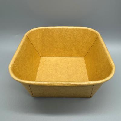 China Disposable Food Container Biodegradable Take Away Fast Food Kraft Paper Salad Bowl With Lids for sale