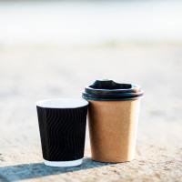 China Black Coffee Cup Disposable Cup Takeaway Double Wall Coffee Paper Cups with Lid for sale