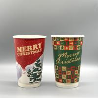 China Custom Printed Logo Disposable Double Wall Christmas Paper Coffee Cups With Lid For Beverage Paper Coffee Cups for sale