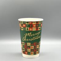 China Custom Printed Logo Disposable Double Wall Christmas Paper Coffee Cups With Lid For Beverage Paper Coffee Cups for sale