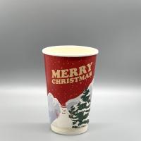 China Custom Printed Logo Disposable Double Wall Christmas Paper Coffee Cups With Lid For Beverage Paper Coffee Cups for sale