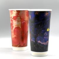 China Disposable Double Wall Paper Coffee Cups Bubble Tea Hot Drink Paper Cups With Lids for sale