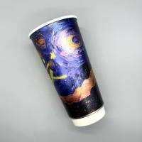 China Disposable Double Wall Paper Coffee Cups Bubble Tea Hot Drink Paper Cups With Lids for sale