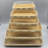 China Eco-Friendly Kraft Paper Sushi Tray With Plastic Lid Biodegradable Paper Plates For Sushi for sale