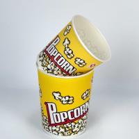 China Custom Printed Movie Theater Yellow Gourmet Cardboard Popcorn Buckets for sale
