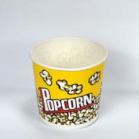 China Custom Printed Movie Theater Yellow Gourmet Cardboard Popcorn Buckets for sale