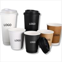 China Custom Printed Logo Eco-Friendly Disposable Biodegradable Paper Cups Lids Double Wall Single Wall Cups for sale