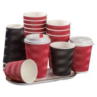 China Custom Printed Logo Eco-Friendly Disposable Biodegradable Paper Cups Lids Double Wall Single Wall Cups for sale