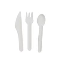 China GZ Bio 4 Inches Disposable Paper Cutlery Set Spoon With Kraft Paper Outer Packing Pattern Design for sale