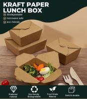 China GZ Bio BPI Biodegradable Kraft Food Container Kraft Disposable Lunch Meal Box Kraft Take Out Chicken Box for sale