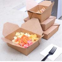 China GZ Bio BPI Biodegradable Kraft Food Container Kraft Disposable Lunch Meal Box Kraft Take Out Chicken Box for sale