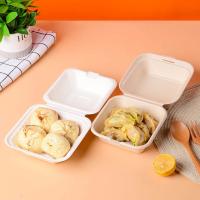 China Eco Friendly 6 Inch Biodegradable Tableware Set Clamshell Takeaway Paper Bagasse To Go Sugarcane Pulp Lunch Box for sale
