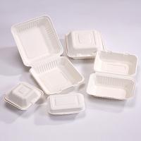 China Eco Friendly 6 Inch Biodegradable Tableware Set Clamshell Takeaway Paper Bagasse To Go Sugarcane Pulp Lunch Box for sale