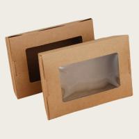 China Disposable Biodegradable Takeaway Kraft Paper Salad Box With Transparent Window for sale