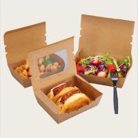 China Disposable Biodegradable Takeaway Kraft Paper Salad Box With Transparent Window for sale