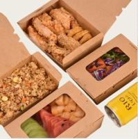 China Disposable Biodegradable Takeaway Kraft Paper Salad Box With Transparent Window for sale