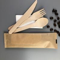 China China Supplier Paper Wrapped Cutlery Kit Wooden Spoon Set Wood Fork Knife And Napkin for sale