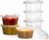 China Disposable Custom Plastic PLA Sauce Cup With Hinged Lid Plastic Portion Cups For Sauce for sale