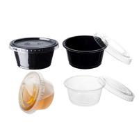 China Disposable Custom Plastic PLA Sauce Cup With Hinged Lid Plastic Portion Cups For Sauce for sale