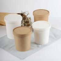 China Custom Logo Paper Cups Bowls Soup Disposable Kraft Paper Soup Bucket for sale