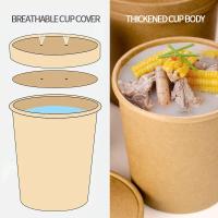 China Custom Logo Paper Cups Bowls Soup Disposable Kraft Paper Soup Bucket for sale