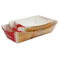 China Kraft Paper Food Tray , disposable Kraft Paper Boat Tray With PLA Coating Fast Food Paper Tray for sale
