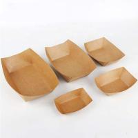 China Kraft Paper Food Tray , disposable Kraft Paper Boat Tray With PLA Coating Fast Food Paper Tray for sale