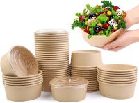 China ODM / OEM Emballages Alimentaires Round Biodegradable Eco-Friendly Take Away Salad Fast Kraft Paper Packaging Bowl for sale